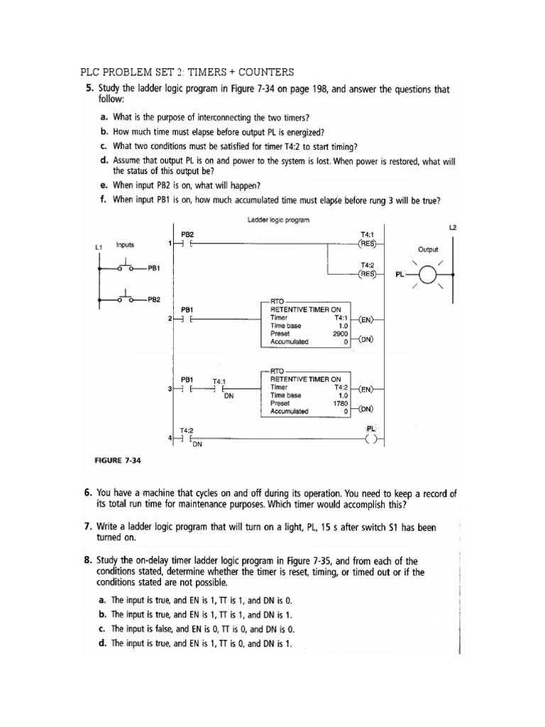 PLC COUNTER PROBLEMS | PDF | Timer | Electronic Engineering