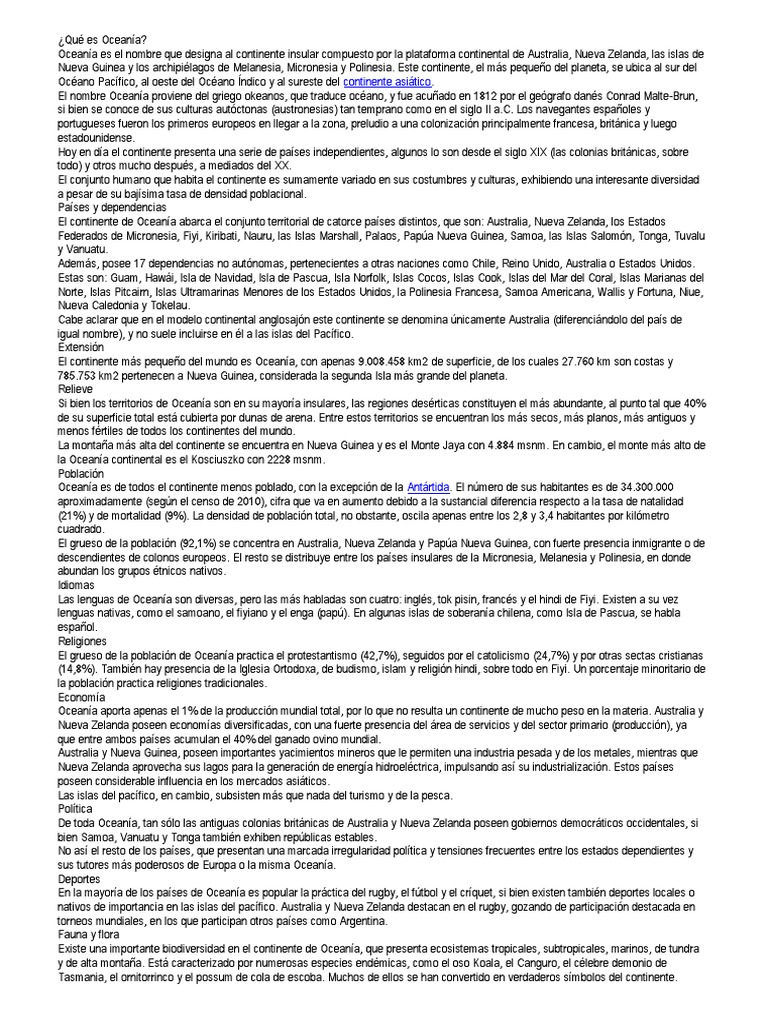 Oceania | PDF | Oceanía | Polinesia