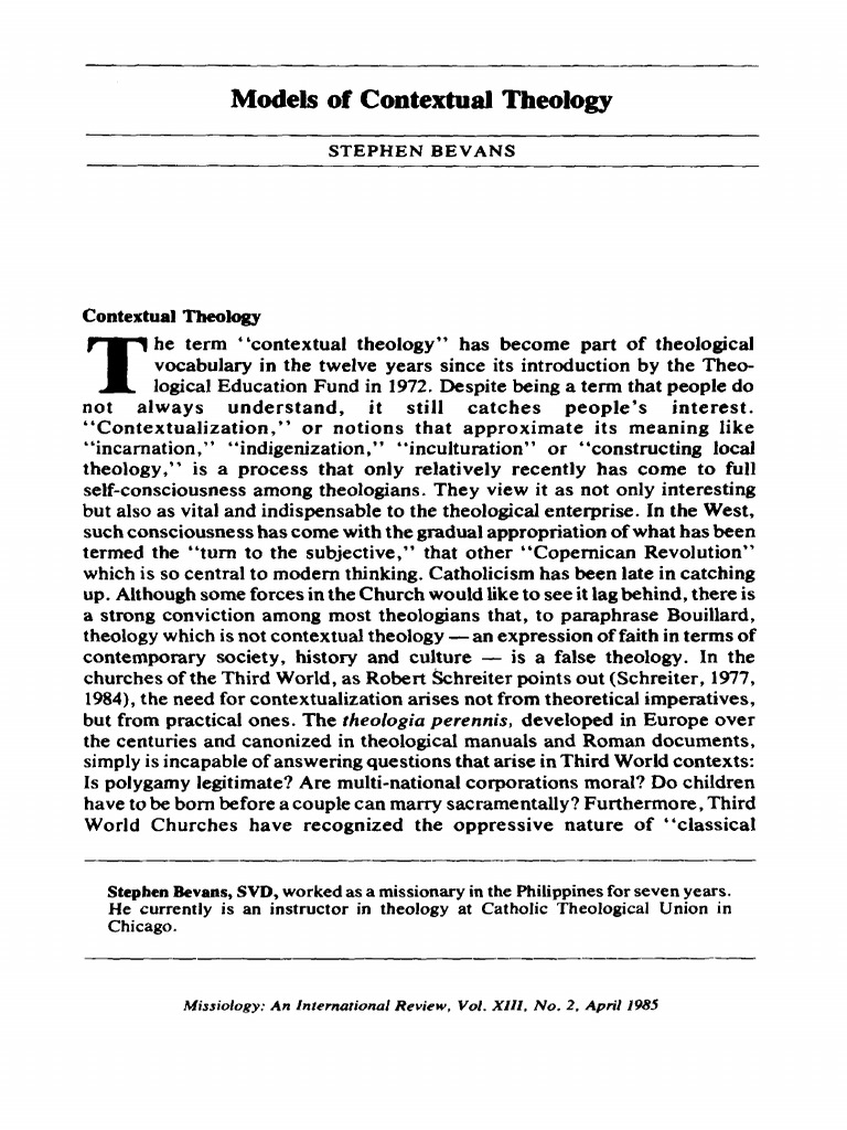 Models: of Contextual Theology | Download Free PDF | Theology | The Gospel