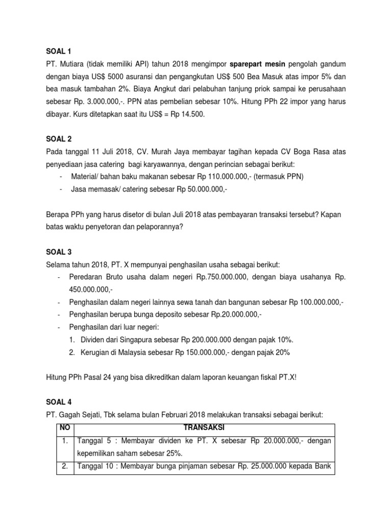 Latihan Soal Perpajakan - 2 | PDF
