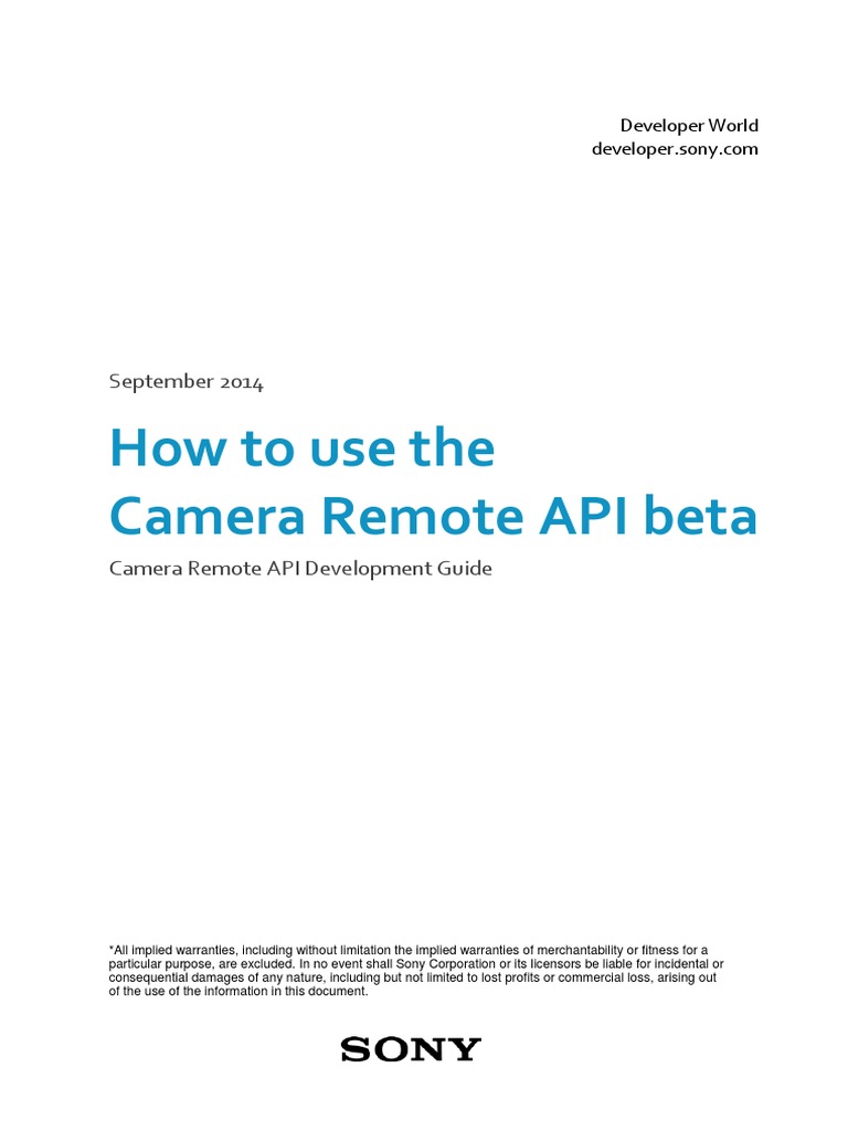 How To Use The Camera Remote API Beta: September 2014 | PDF ... How To Use The Camera Remote API Beta: September 2014 | PDF ...