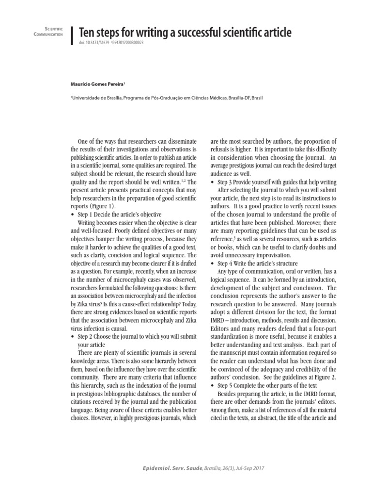 Ten Steps For Writing A Successful Scientific Article: Maurício Gomes ...