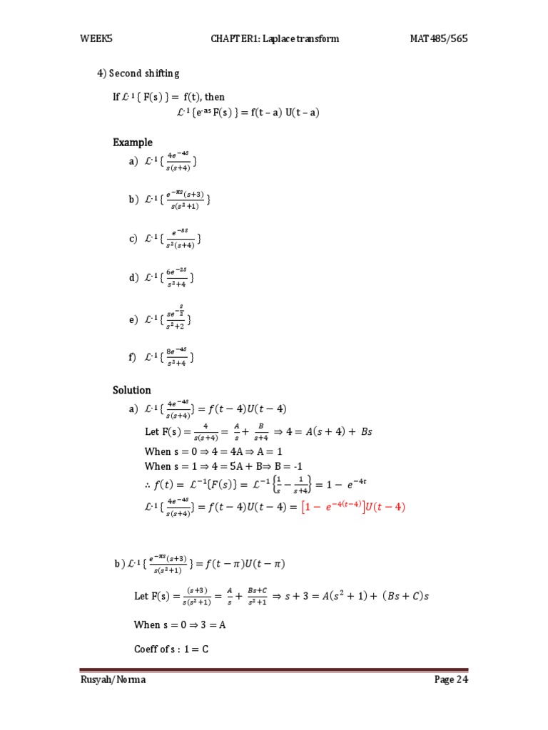 Week5 CHAPTER1: Laplace Transform MAT485/565 | PDF | Laplace Transform ...