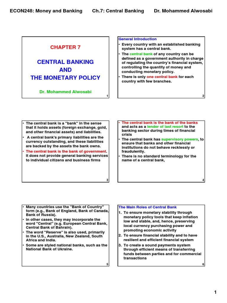 Central Banking AND The Monetary Policy | PDF | Bank For International ...