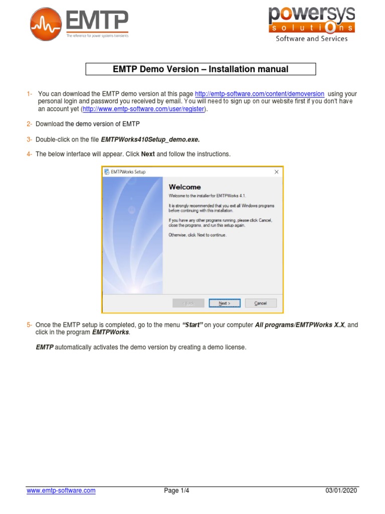 EMTP Demo Version - Installation Manual | PDF | Installation (Computer ...