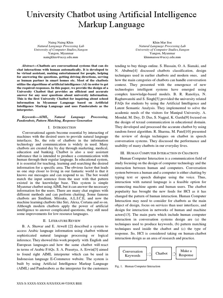 University Chatbot Using Artificial Intelligence Markup Language | PDF ...