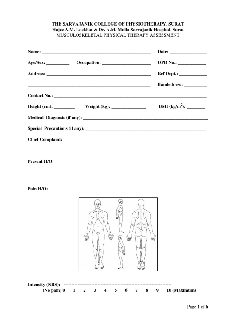 Musculoskeletal Physical Therapy Assessment | PDF | Anatomical Terms Of ...