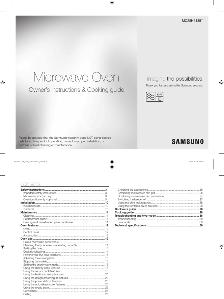 Microwave Oven: Owner's Instructions & Cooking Guide | PDF | Ac Power ...