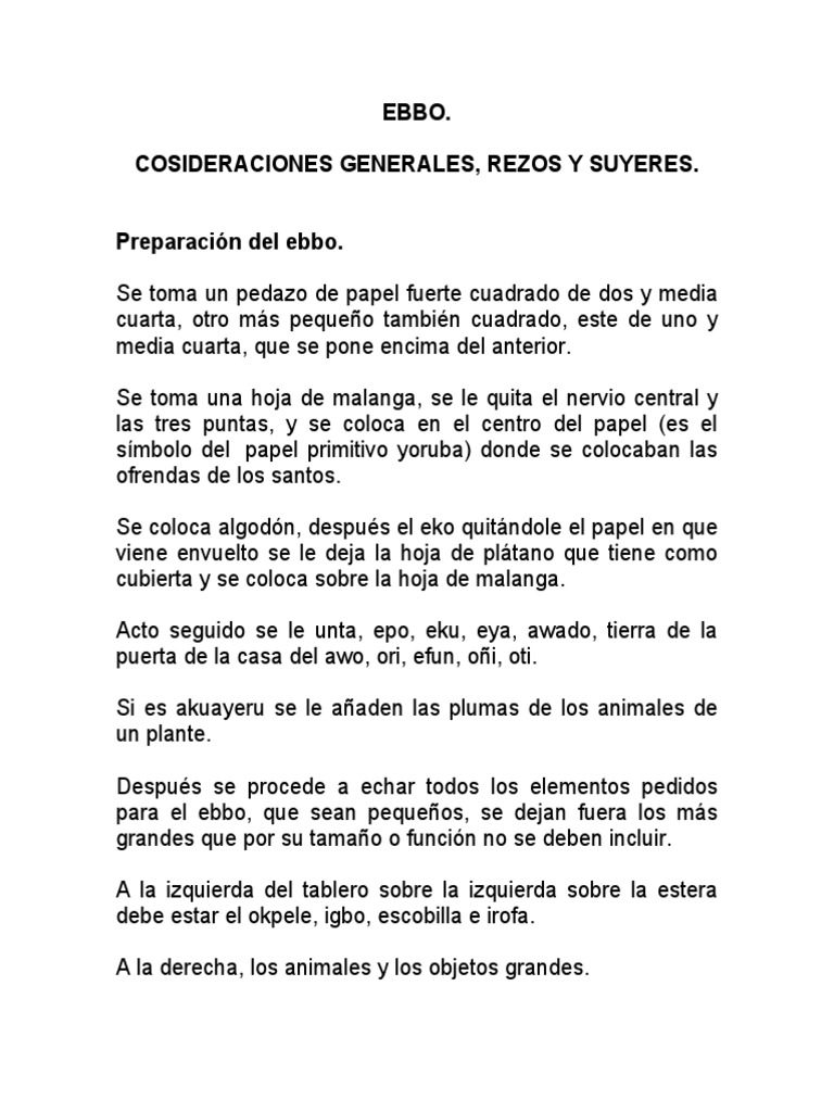 Significado y Preparación del Ebbo | PDF | Paganismo | Santeria