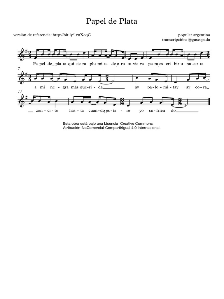 Papel de Plata - Partitura Completa | PDF