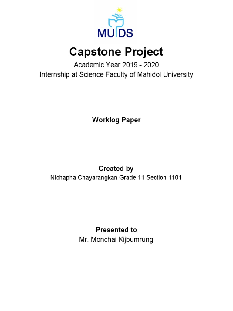 Capstone Work Log | PDF | Experiment | Mentorship
