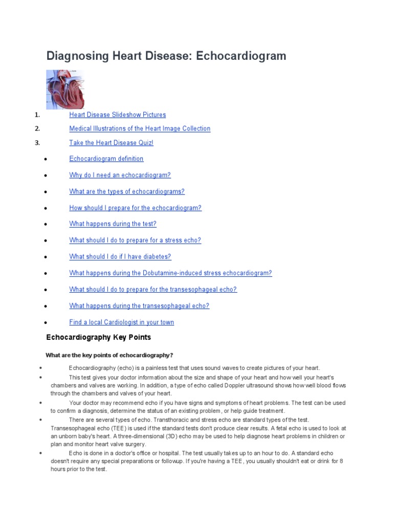 Diagnosing Heart Disease-Echo Test | PDF | Echocardiography | Heart