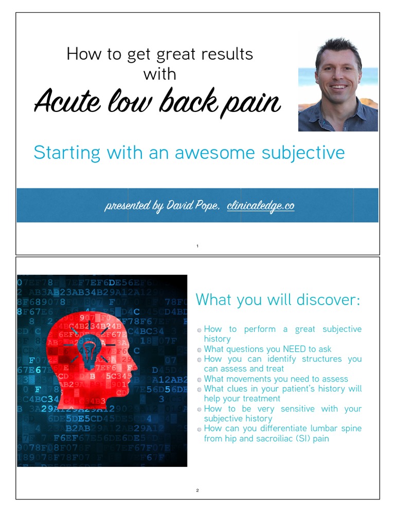 Acute LBP Handout PDF | Download Free PDF | Anatomical Terms Of Motion ...