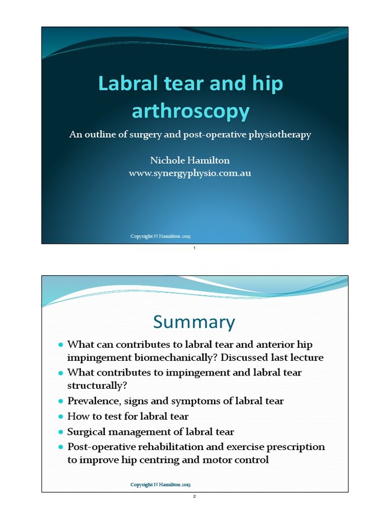 Acetabular Labral Tears and Hip Scope Rehab Webinar Handout | PDF | Hip ...