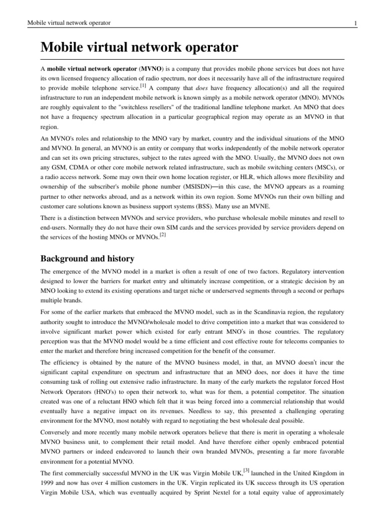 MVNO Wiki Explanation | PDF | Mobile Telecommunications | Networks