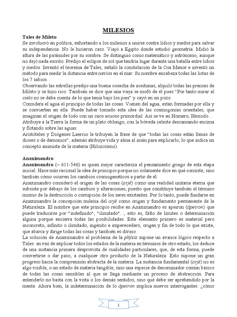 Milesios PDF | PDF | Science | Epistemología