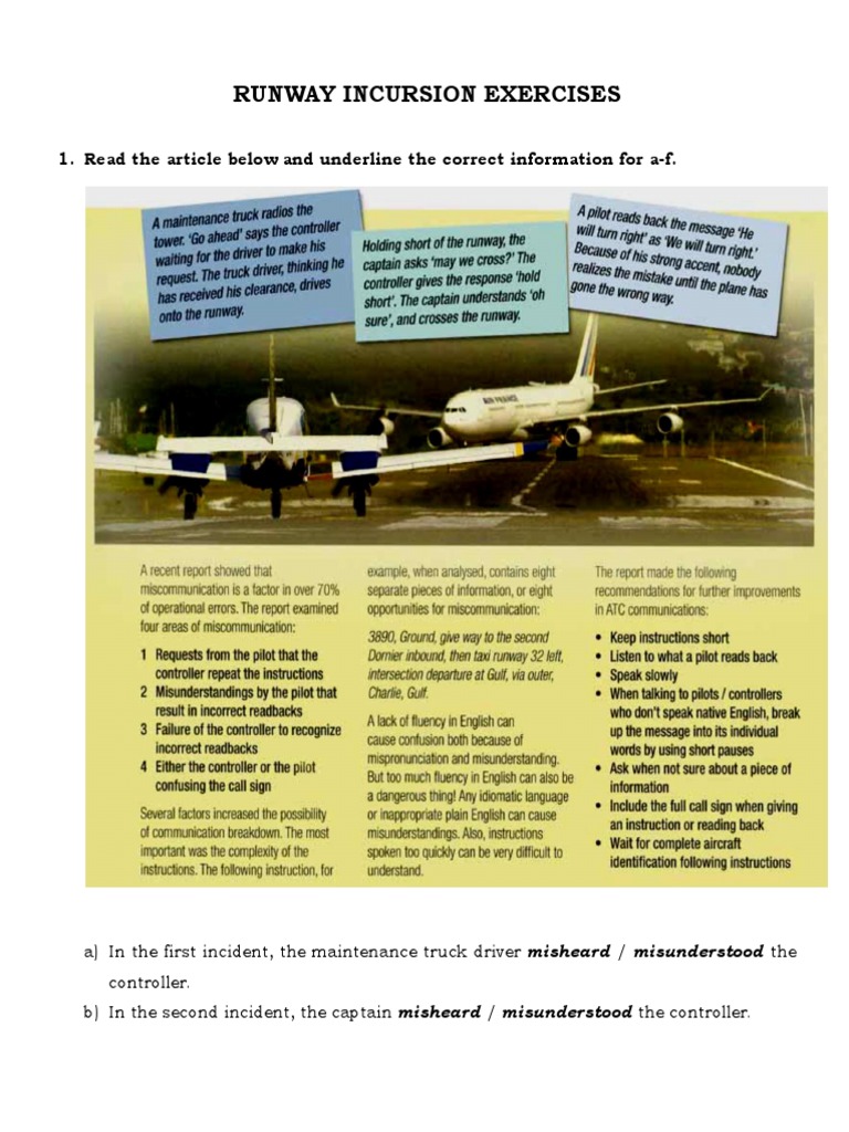 Runway Incursion Exercises PDF | PDF