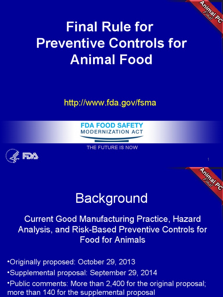 Final Rule For Preventive Controls For Animal Food | PDF | Food Safety ...