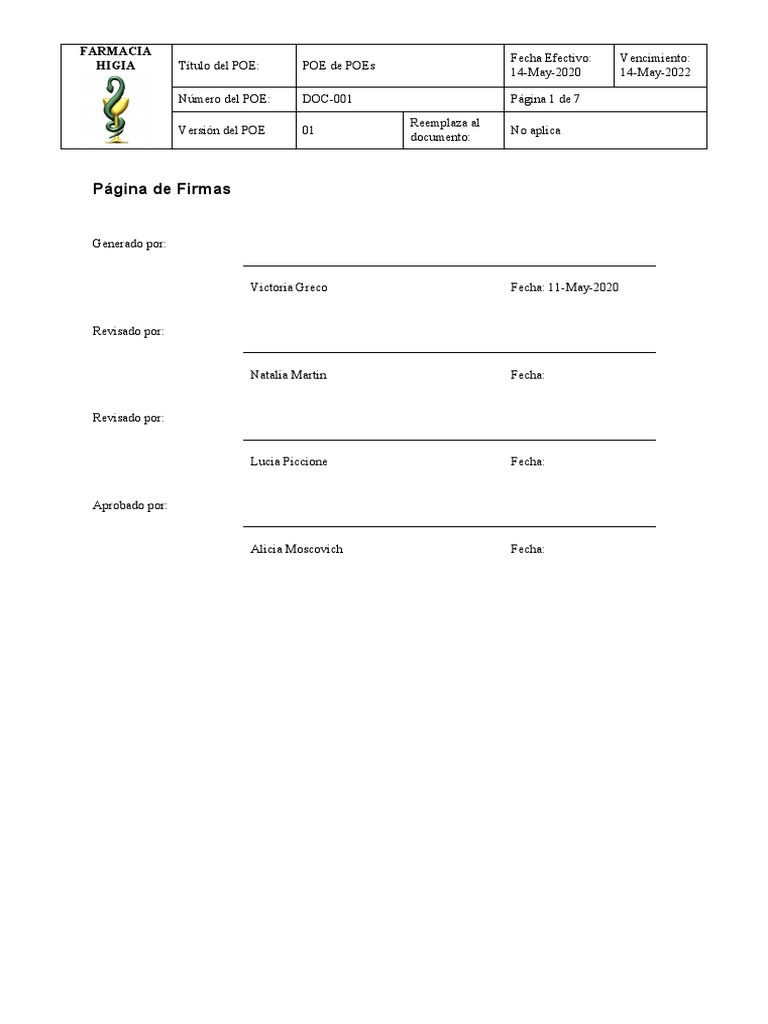 POE DOC-001 v01 POE de POEs | PDF | Farmacia | Business