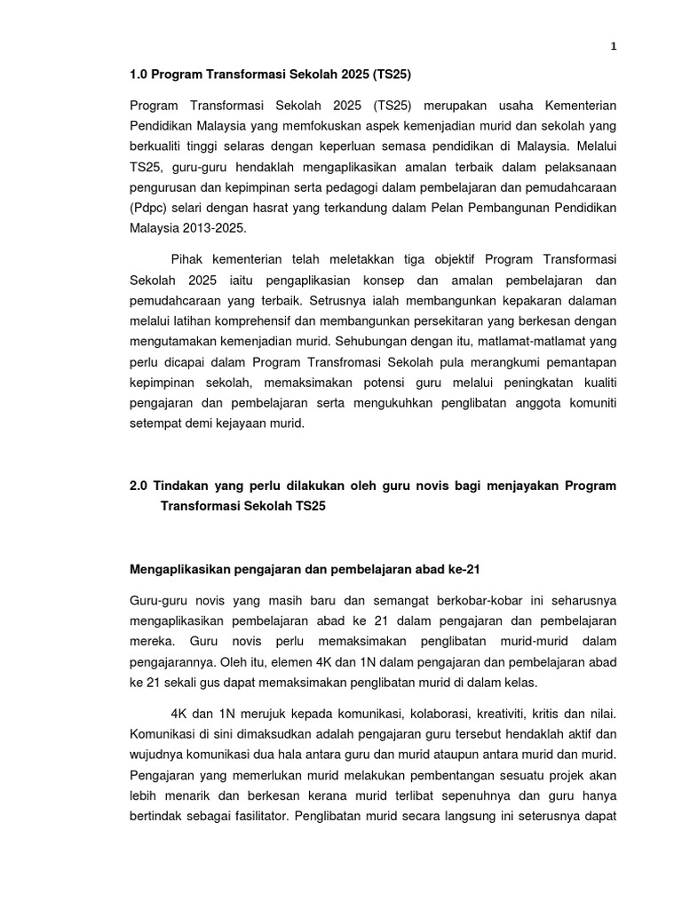 Program Transformasi Sekolah 2025 PDF | PDF