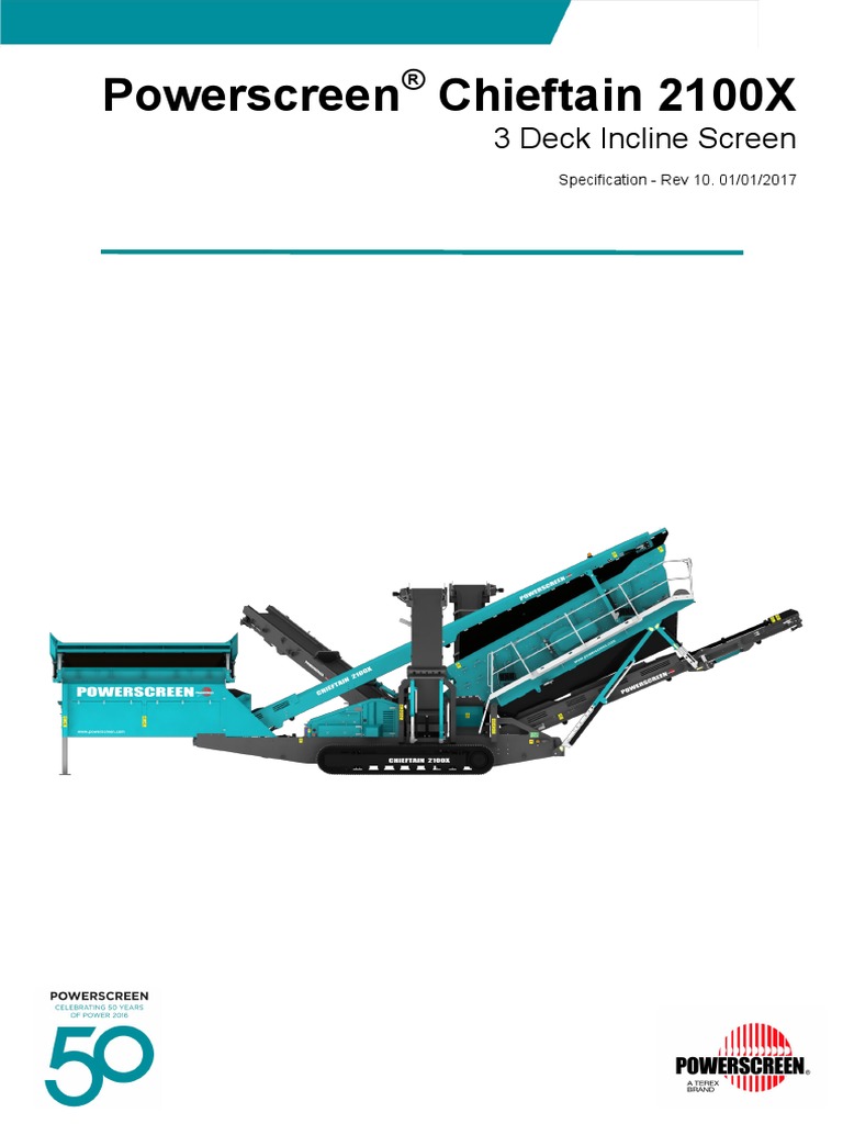 Powerscreen Chieftain 2100X: 3 Deck Incline Screen | PDF | Belt ...