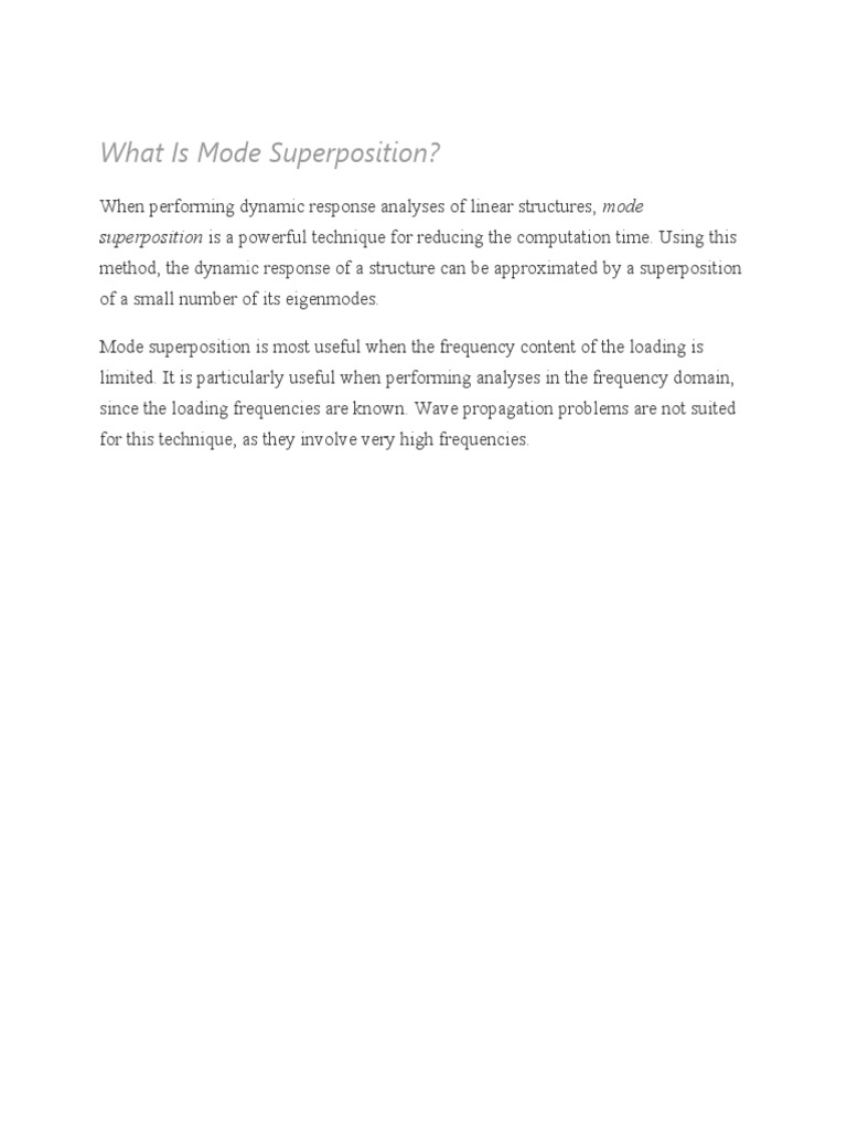 A Comprehensive Overview of Mode Superposition Analysis: A Powerful ...