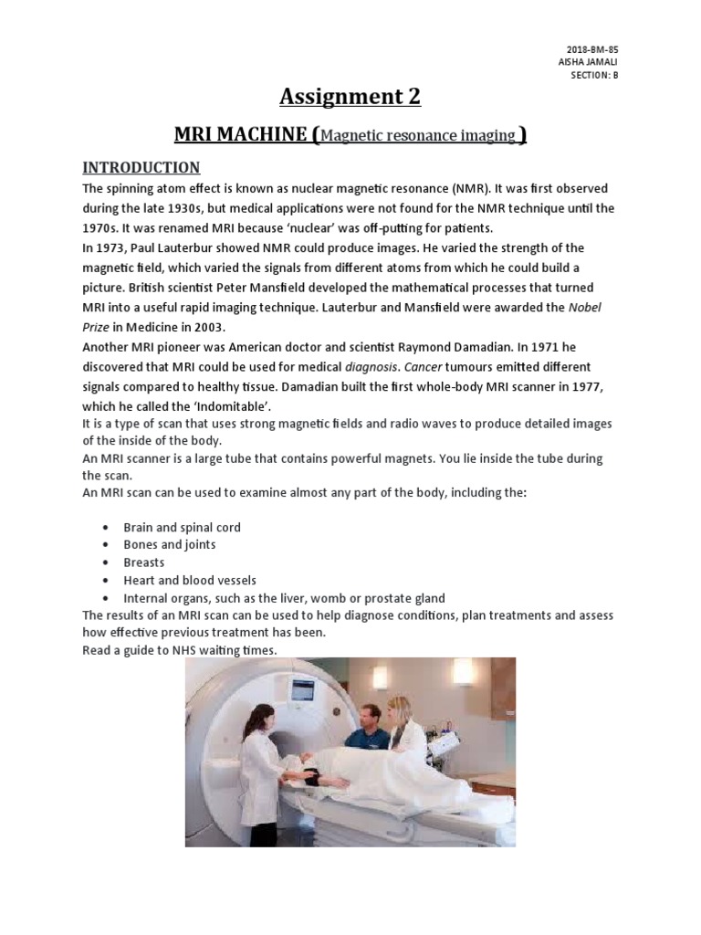Assignment 2: Mri Machine | PDF | Magnetic Resonance Imaging | Medical ...