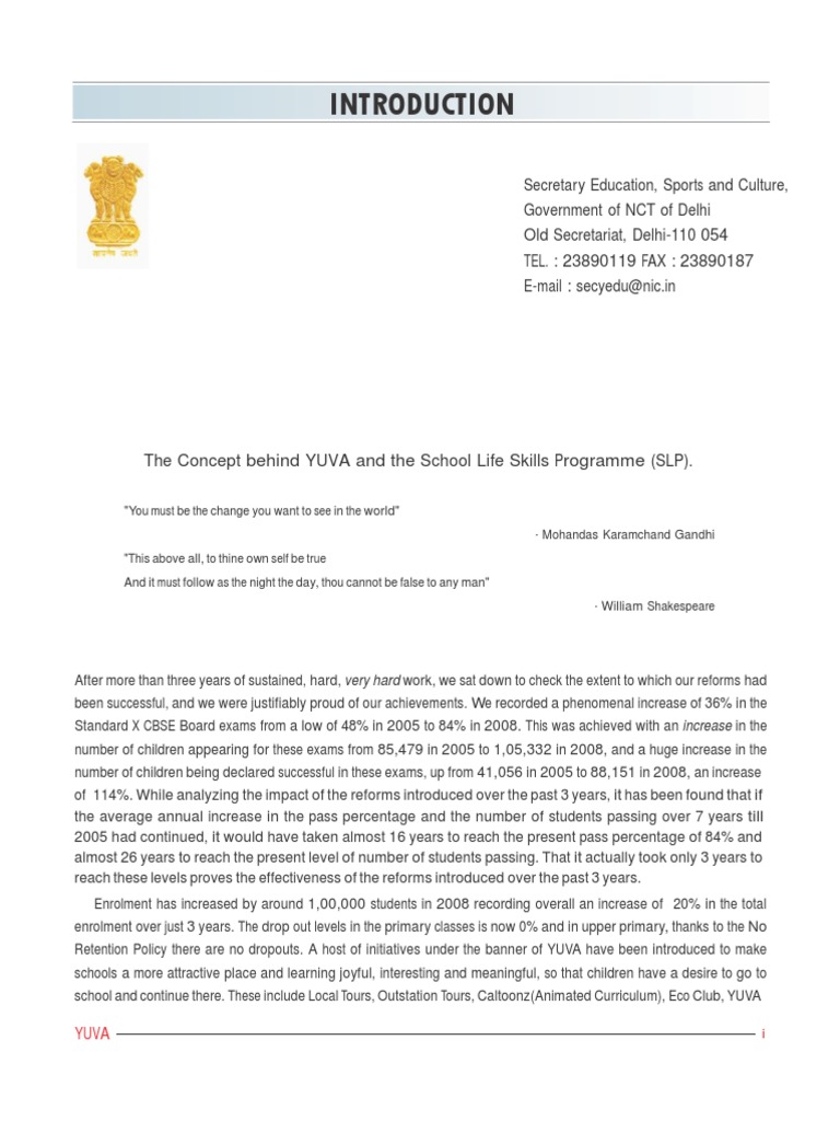 The Concept Behind YUVA and The School Life Skills Programme (SLP ...