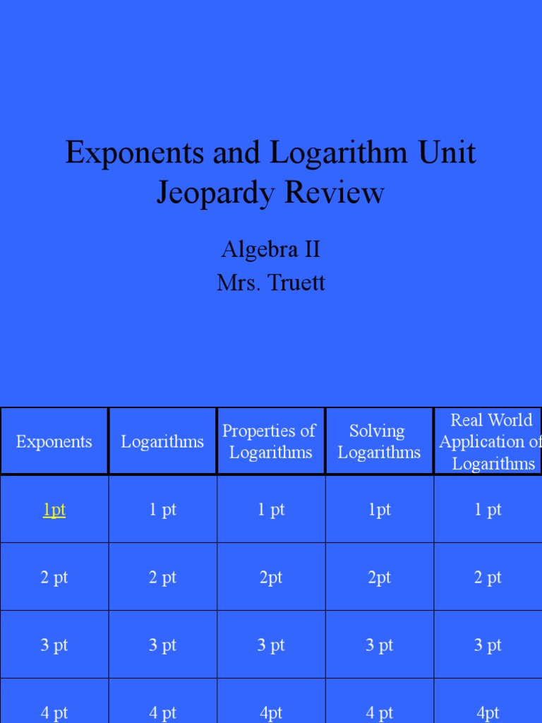 Algebra II Exponents & Logs Review | PDF