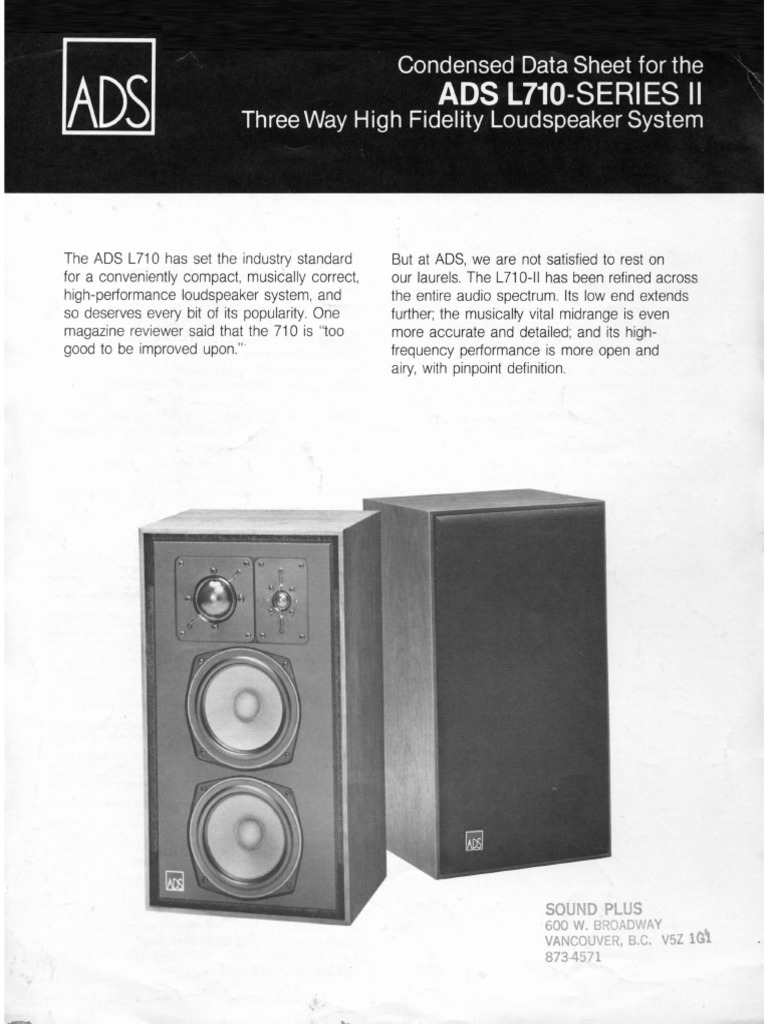 ADS L710 Speakers PDF | PDF