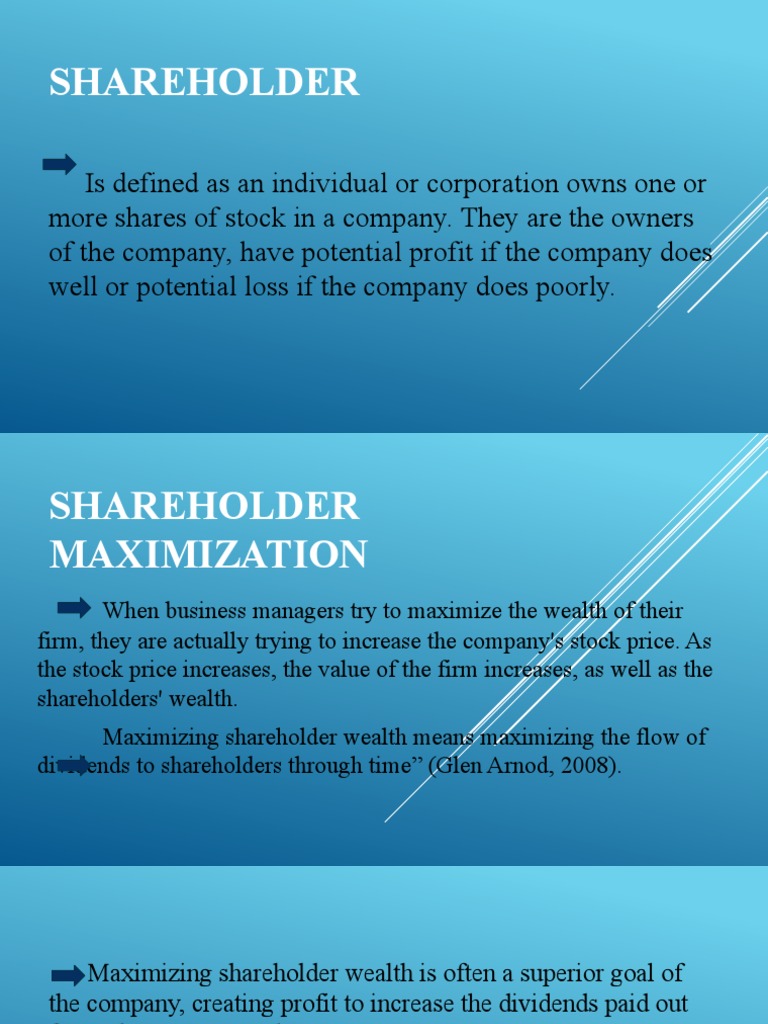 Shareholder Maximization | PDF | Discounting | Profit (Economics)