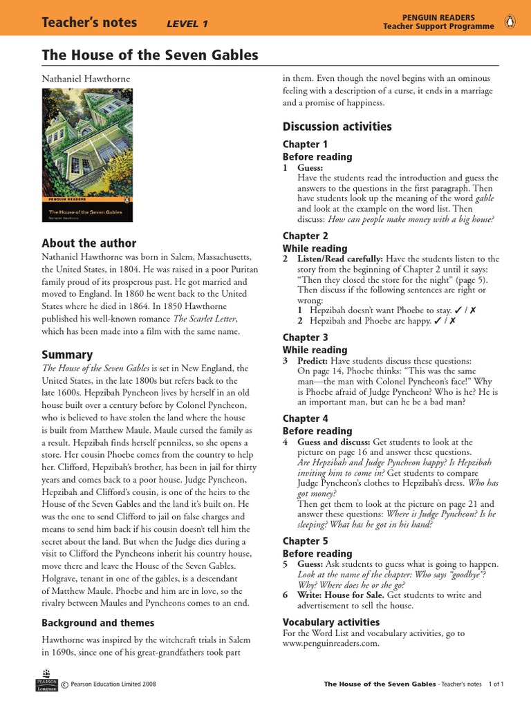The House of The Seven Gables: Teacher's Notes | PDF | The House Of The ...