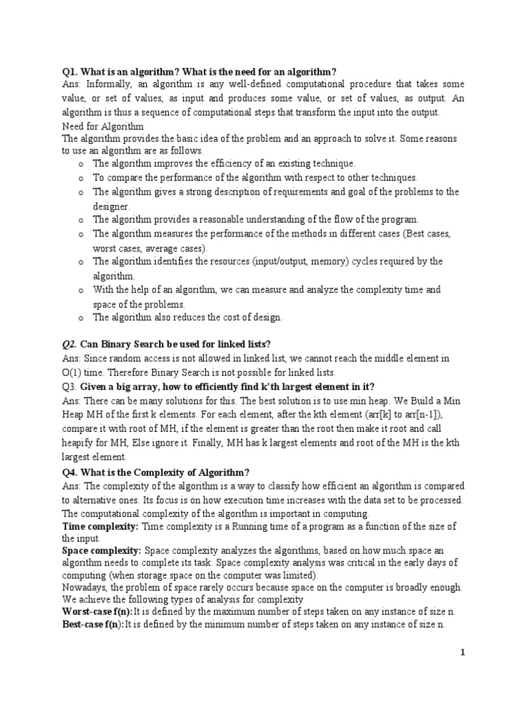 Algorithm Short Ques | PDF | Computational Complexity Theory | Algorithms