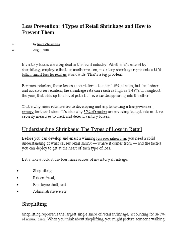 Loss Prevention: 4 Types of Retail Shrinkage and How To Prevent Them ...