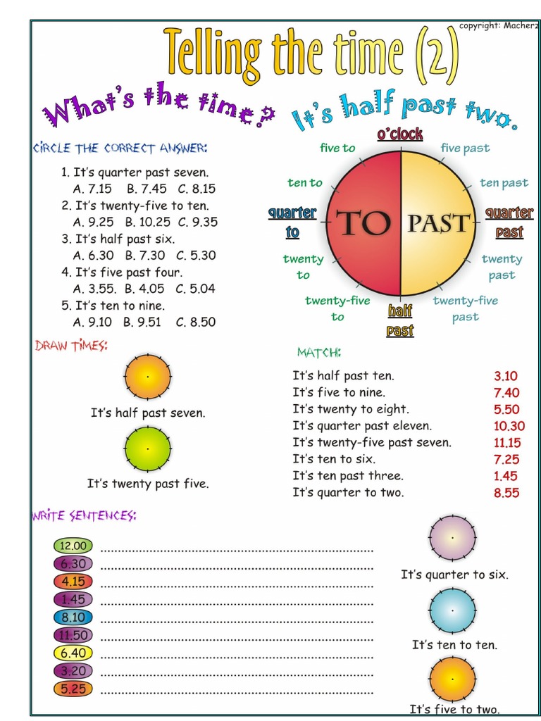 Telling The Time Worksheet | PDF