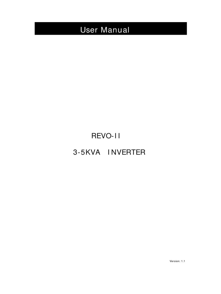 User Manual: Revo-Ii 3-5kva Inverter | PDF | Power Inverter | Battery ...