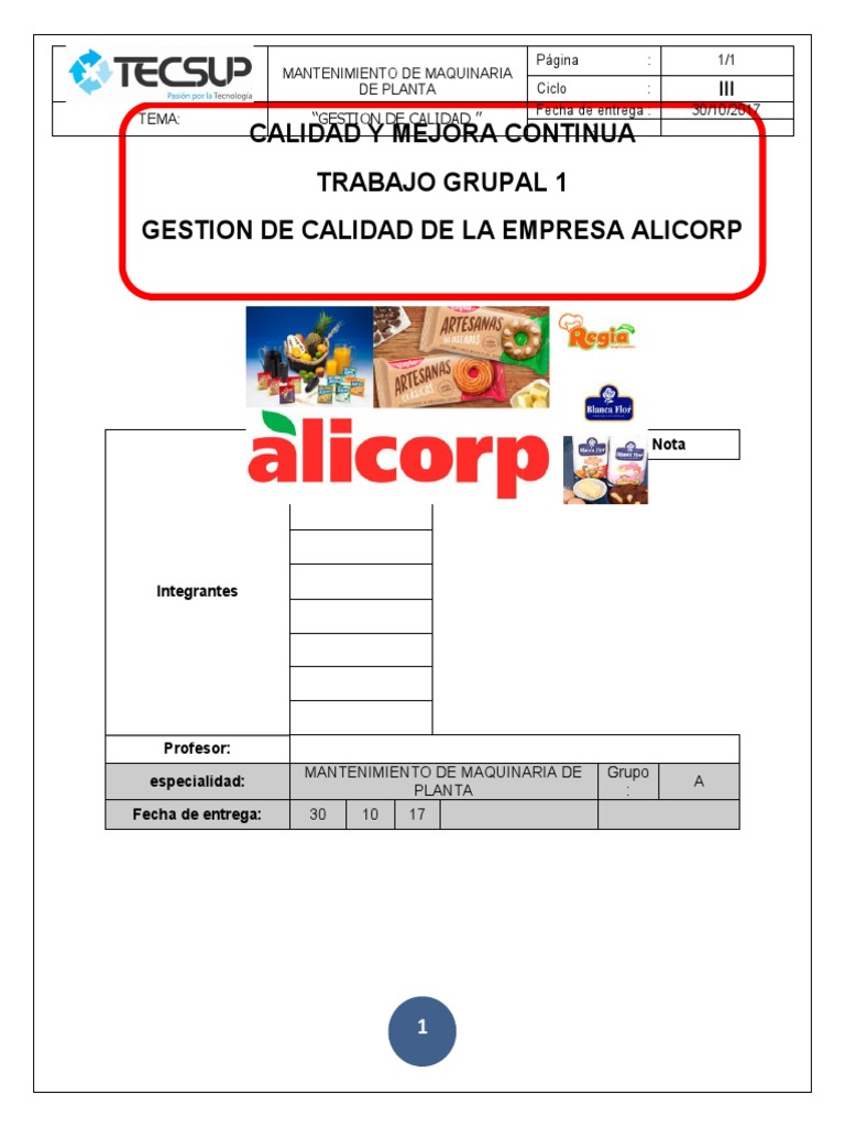 Gestion de Calidad Alicorp | PDF | Calidad (comercial) | Sistema de manejo de calidad