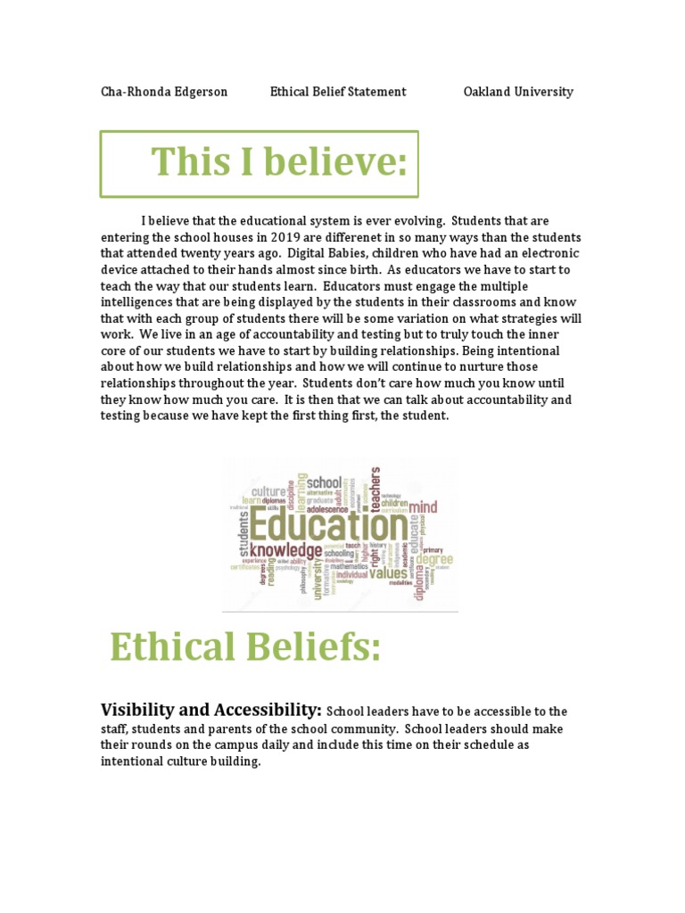 Ethical Belief Statement | Download Free PDF | Community | Behavioural ...