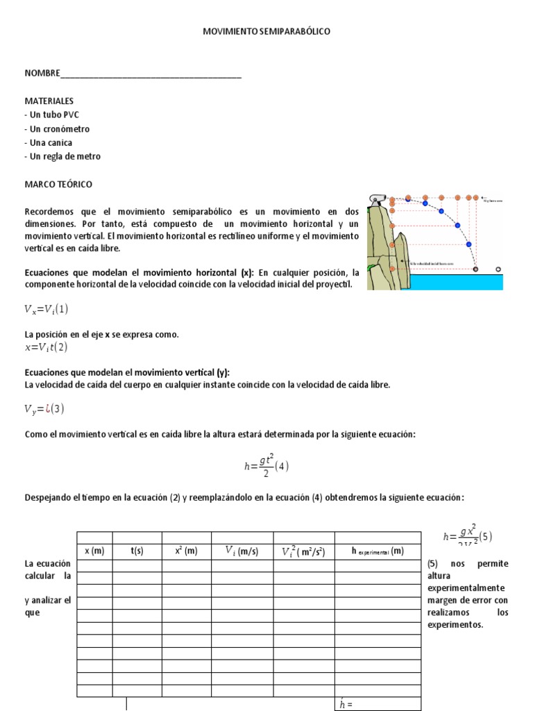 Movimiento Semiparabólico | PDF | Física Aplicada e Interdisciplinaria ...