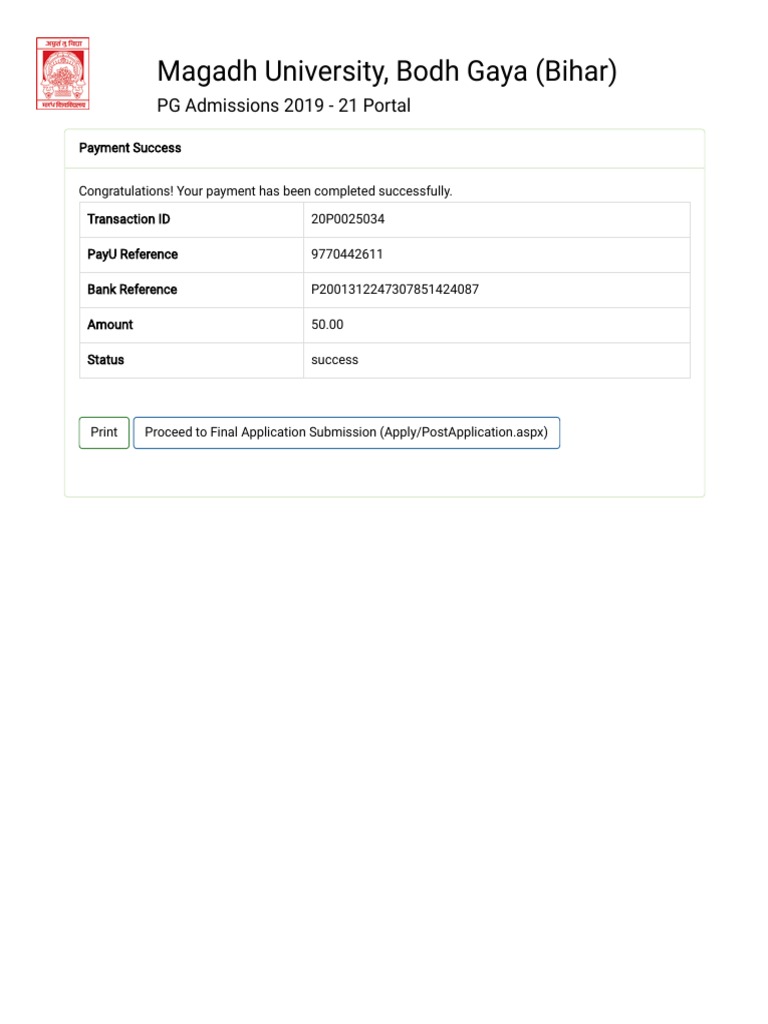 (Admissions 2019-21) Magadh University, Bodh Gaya (Bihar) PDF | PDF
