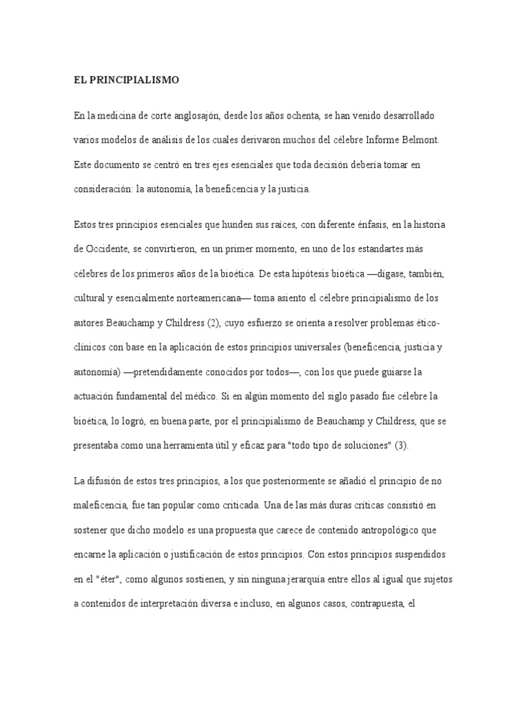 El Principialismo | PDF | Bioética | Teorías filosóficas