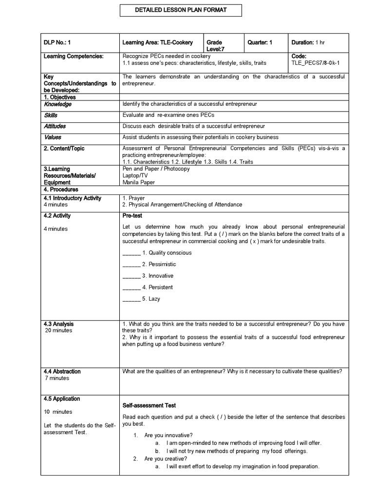 Knowledge Skills Attitudes Values | PDF | Entrepreneurship | Lesson Plan