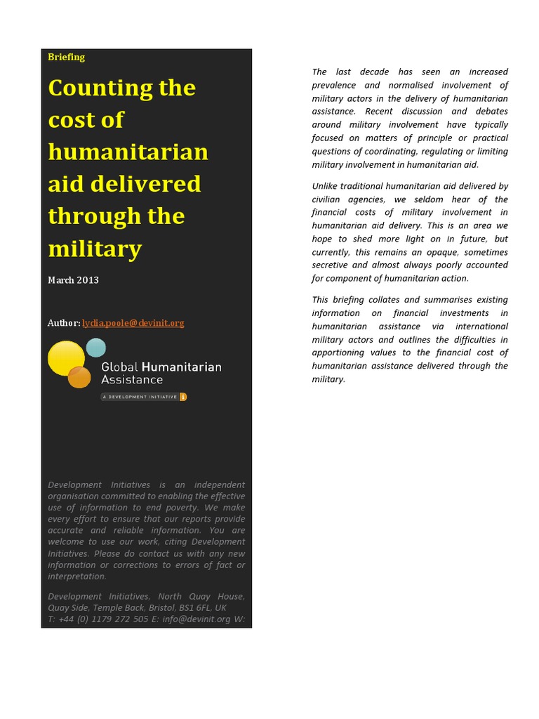 Counting The Cost of Humanitarian Aid Delivered Through The Military ...