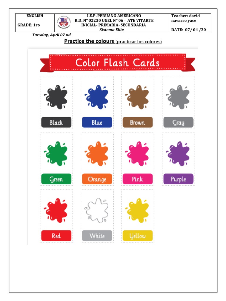 Practice The Colours: (Practicar Los Colores) | PDF