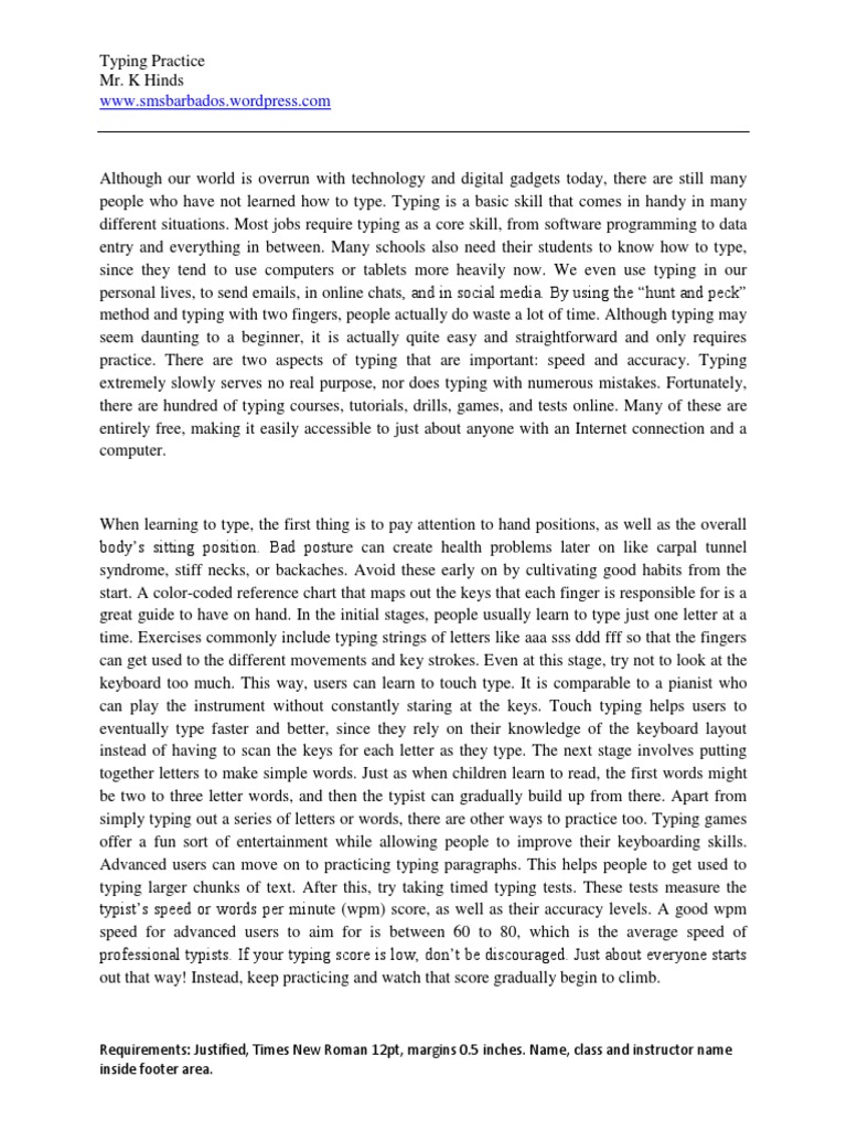Requirements: Justified, Times New Roman 12pt, Margins 0.5 Inches. Name ...