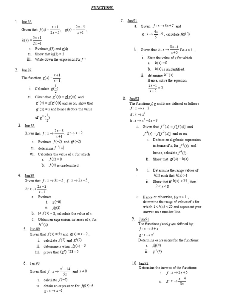 Functions CSEC TOPIC | PDF | Function (Mathematics) | Discrete Mathematics