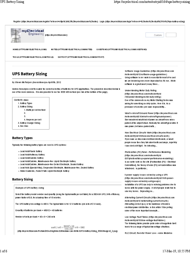 UPS Battery Sizing | PDF | Photovoltaics | Rechargeable Battery