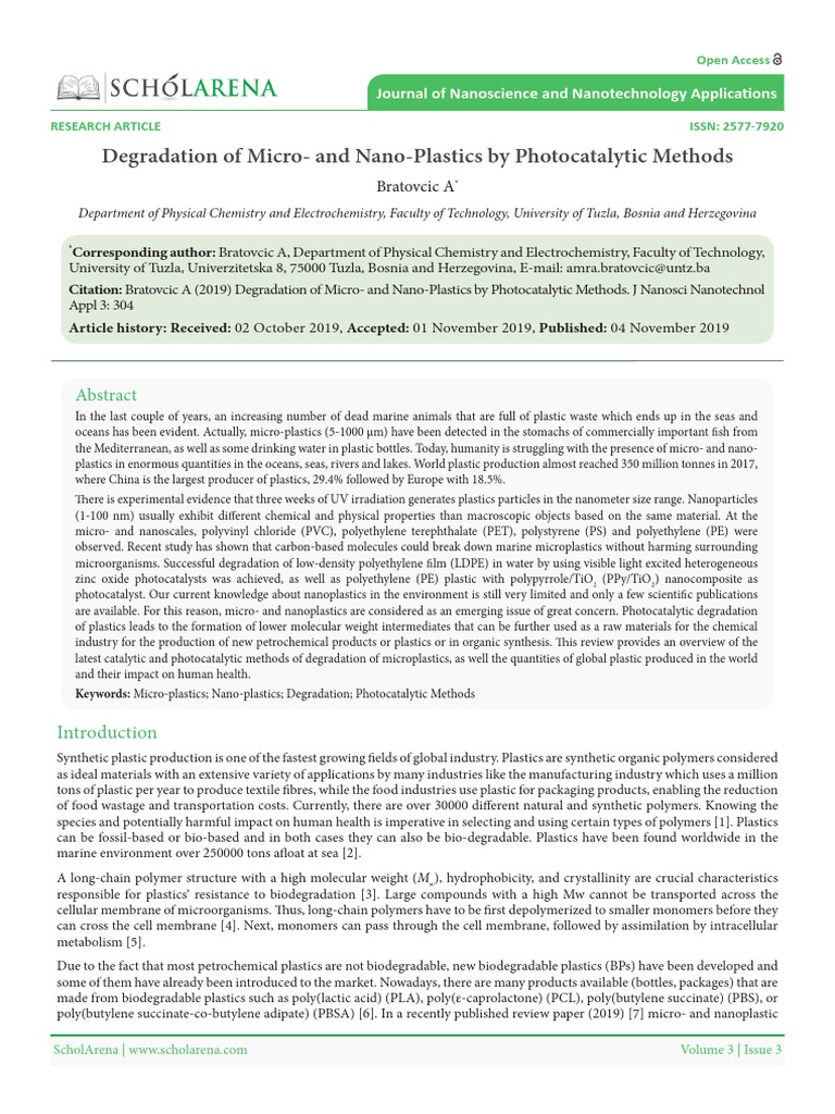 Photocatalytic Degradation of Plastics | PDF | Plastic | Polyethylene