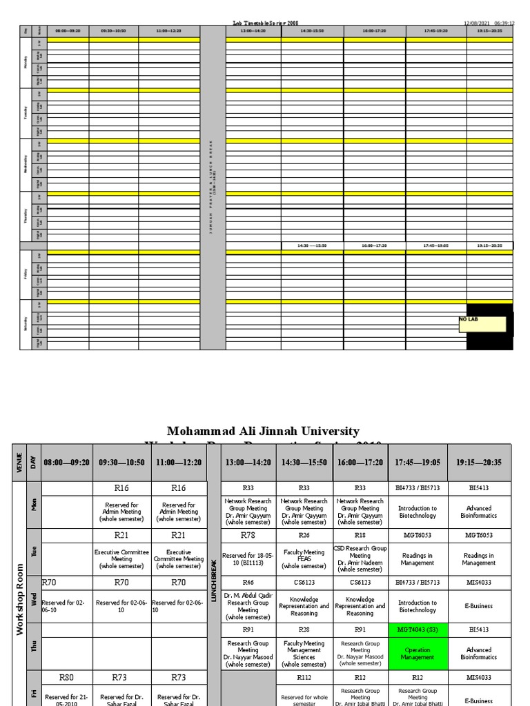 Timetable Fall 2010 (CS+BI+EE) New | PDF | Marketing | Strategic Management