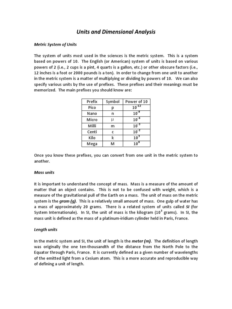 Units and Dimensional Analysis | PDF | Fahrenheit | International ...